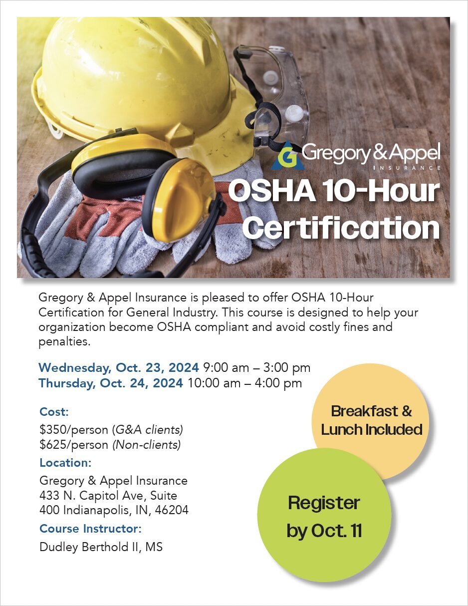 OSHA 10 Hour Certification in October 2024 | Gregory & Appel